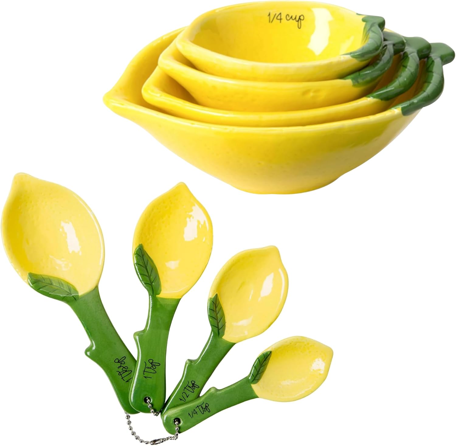 Amazon.com: Lemon Shaped Measuring Cups and Spoon Set, Ceramic Kitchen ...