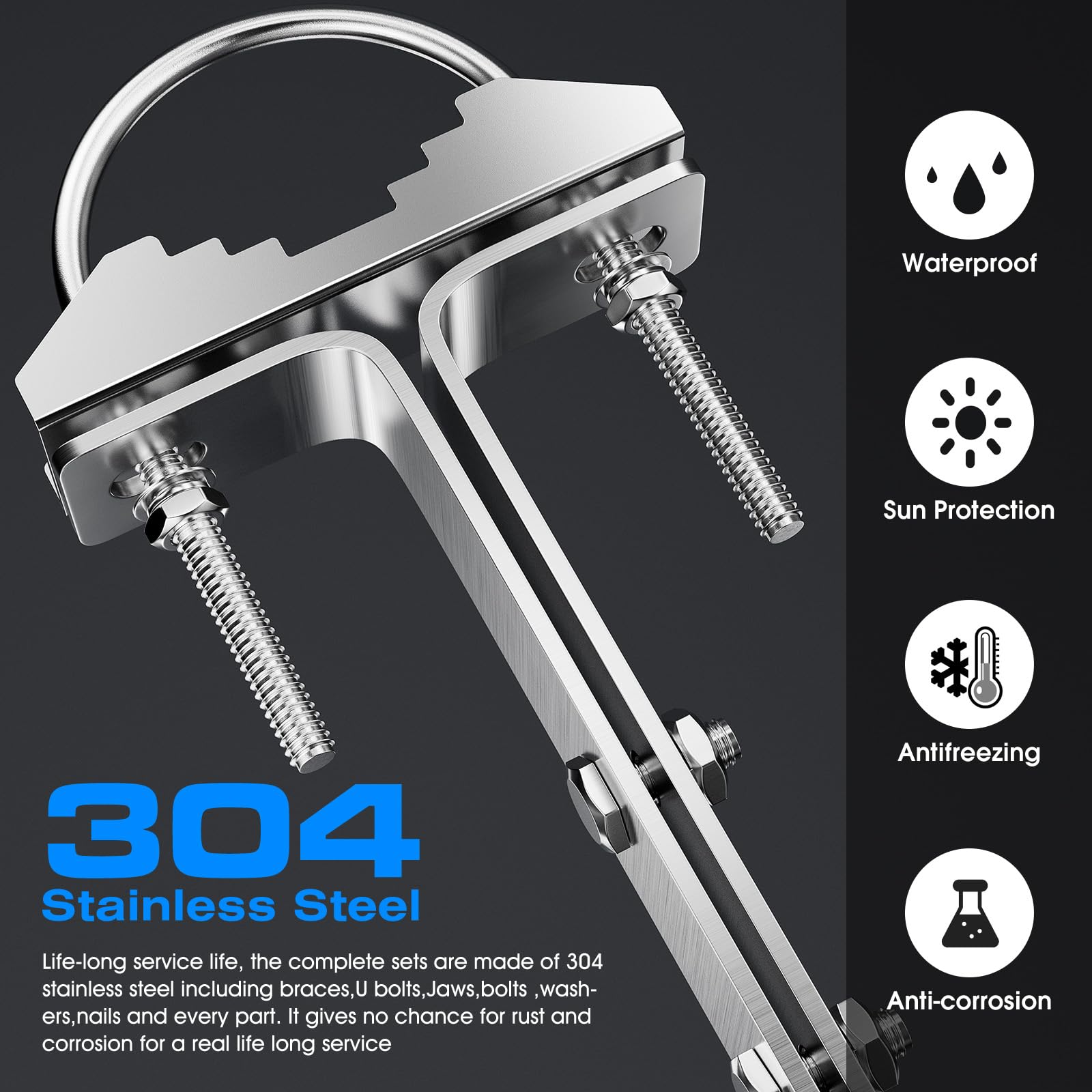 Snapklik.com : SS304 Antenna Wall Mount 16 Inch Tall Heavy-Duty Stand ...