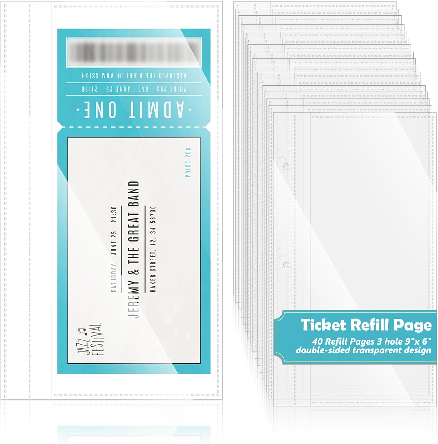 Amazon.com: 40 Pages Ticket Stub Holder 3-Hole Ticket Stub Album Refill ...