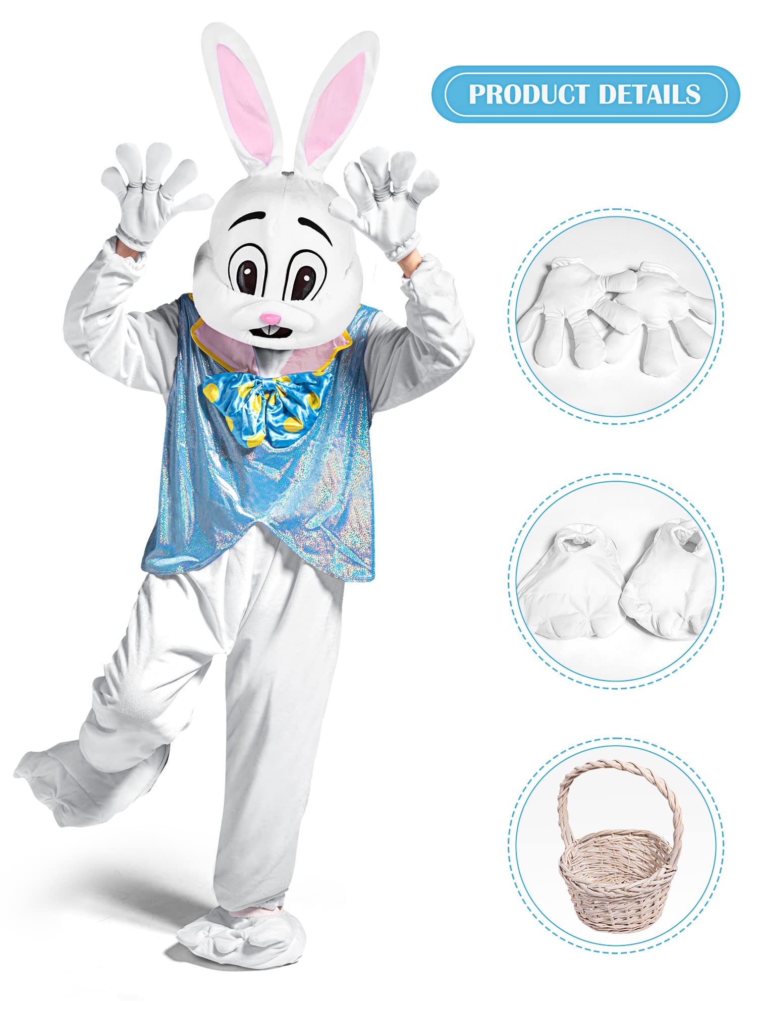 Syhood Easter Bunny Costume Adult Bunny Suit Outfit White Rabbit ...