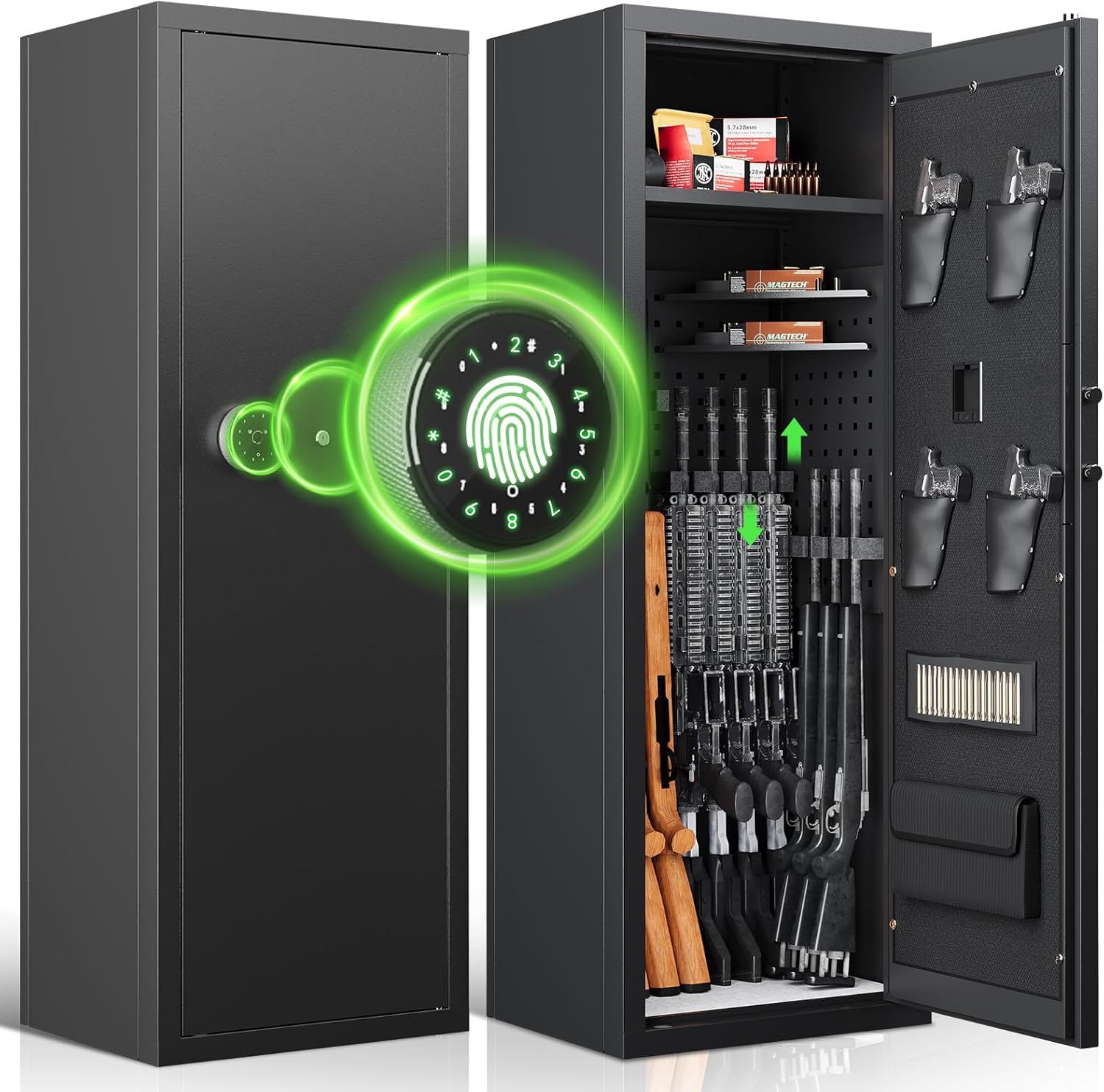 Xyvaly 12 Rifle & Pistol Safe, Large Quick Access Gun Safe with ...