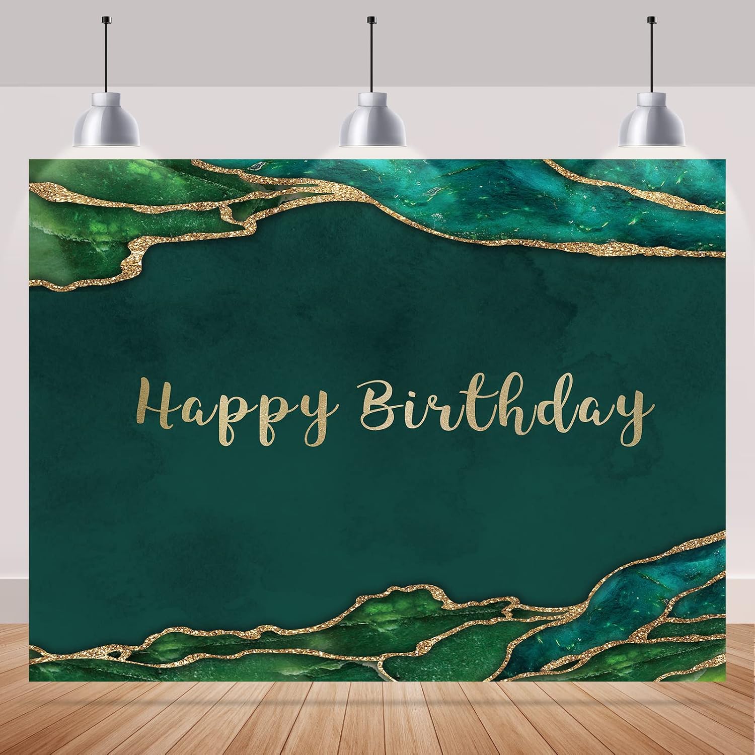 Happy Birthday Backdrop Emerald Green and Gold Australia | Ubuy