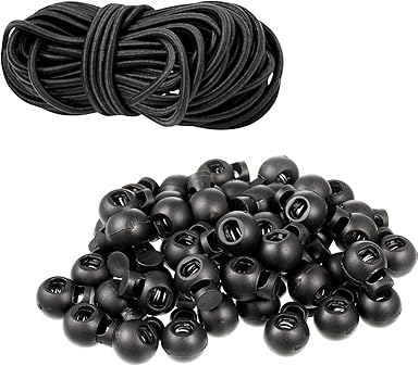 50 Pieces Drawstring Toggles and 32 feet Drawstrings Plastic Single ...