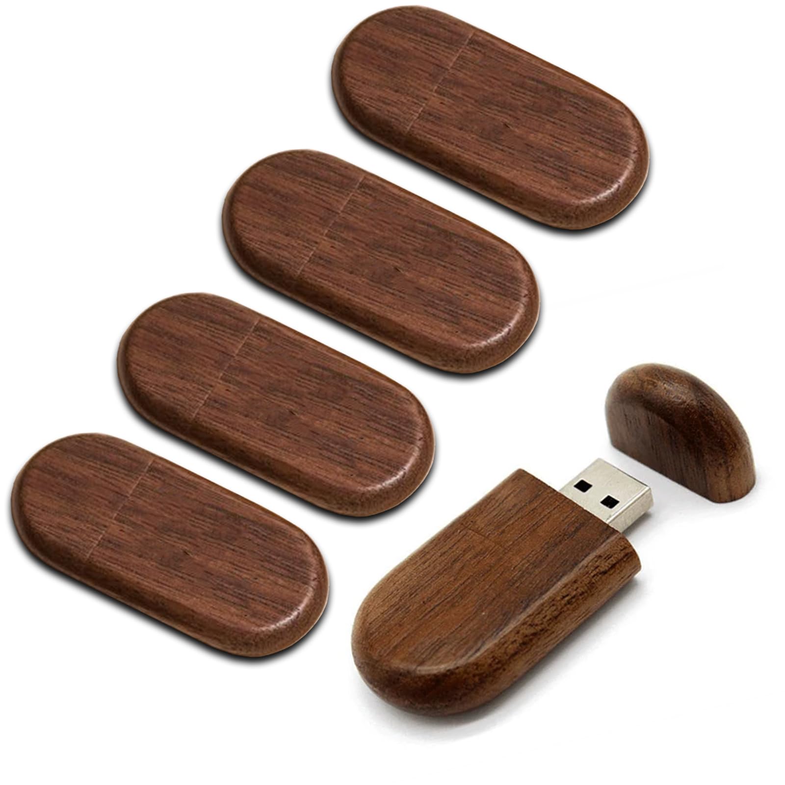Amazon.com: 8GB Wood Flash Drives 5 Pack, FEWINA Oval Walnut Wooden USB ...