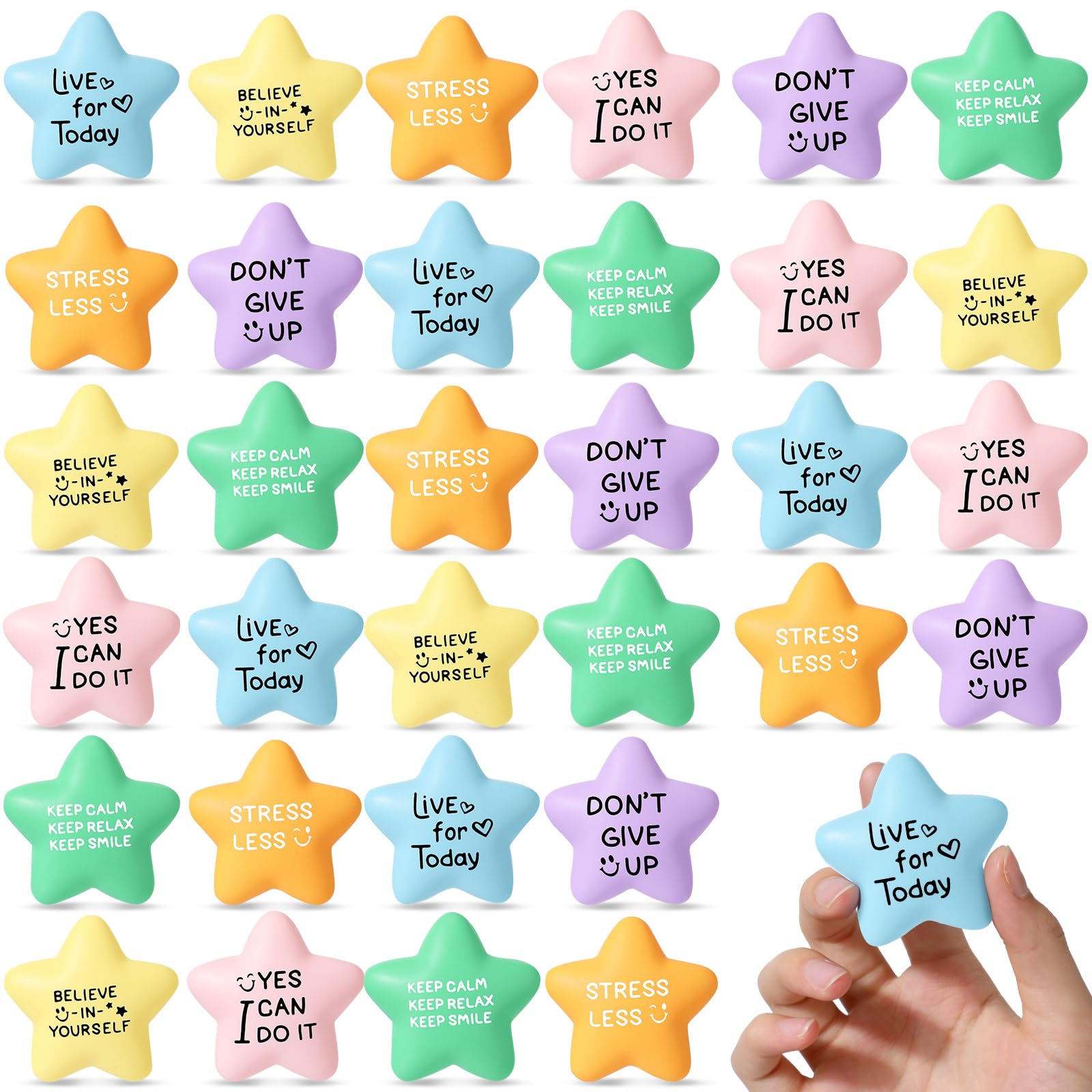Snapklik.com : Libima 48 Pcs Motivational Star Stress Balls For Kids ...
