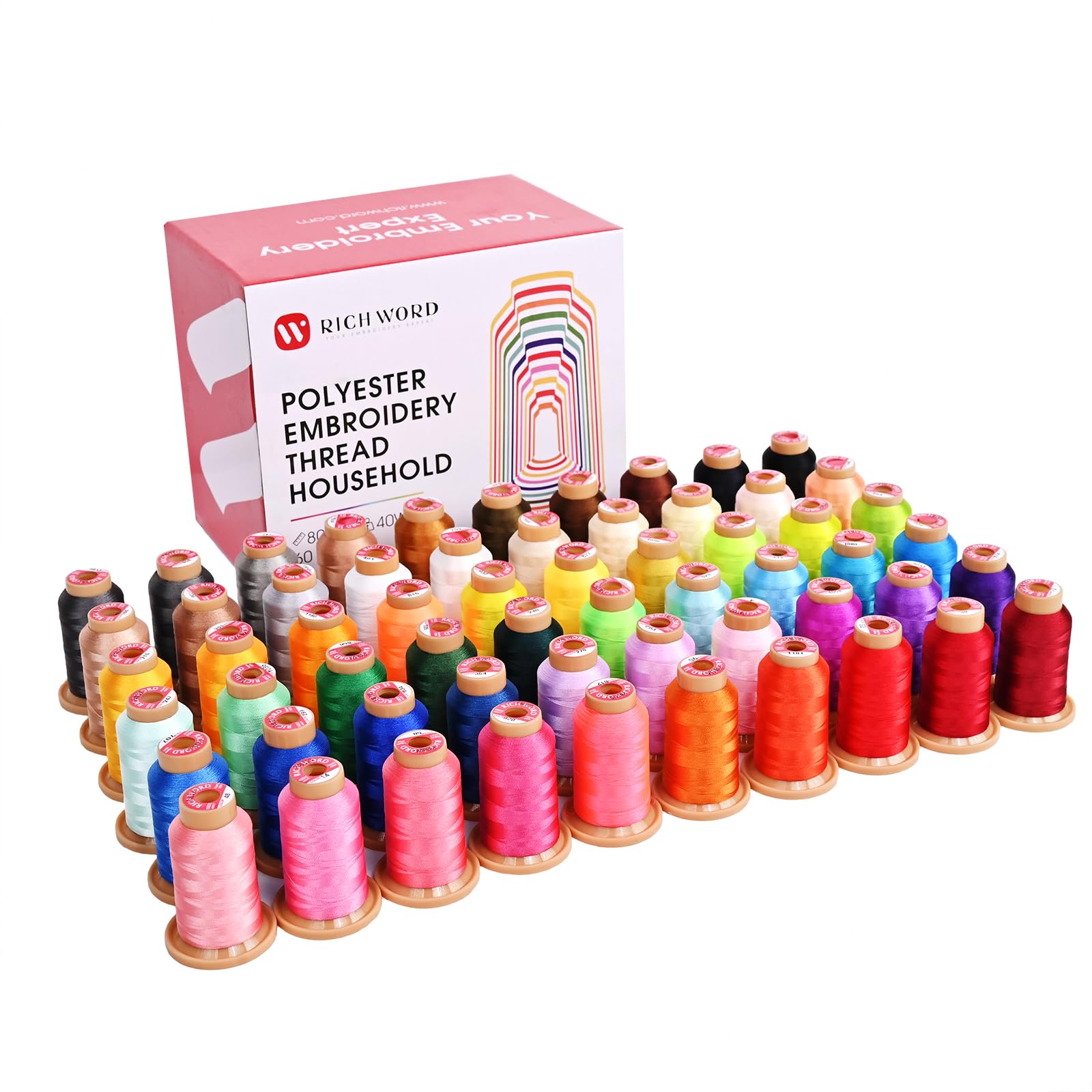 Amazon.com: Richword 800M 60 Colors Embroidery Machine Thread,40WT(108D ...
