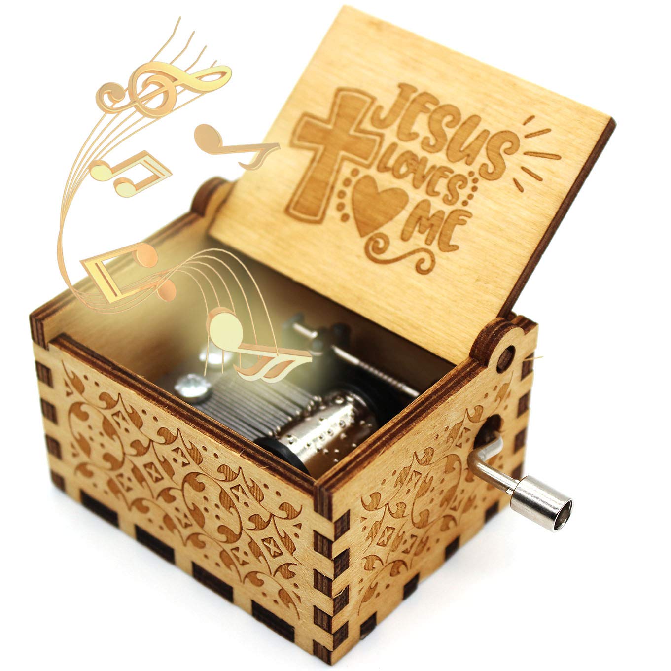 Amazon.com: ukebobo Wooden Music Box - Jesus Loves Me Music Box, Gifts ...