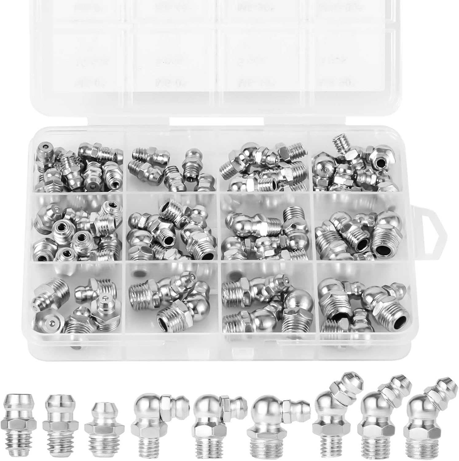 60pcs Grease Fittings, M6 180° M8 180° M10 45° Grease Fitting ...