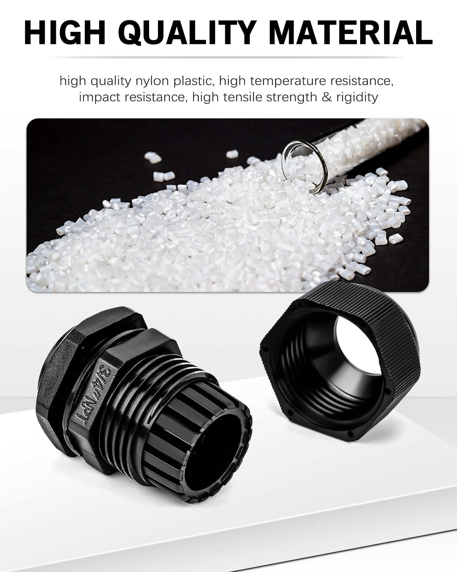 Passe Fil 24-Pack 1/2" NPT IP68 Waterproof Cable Glands - Nylon Cord ...
