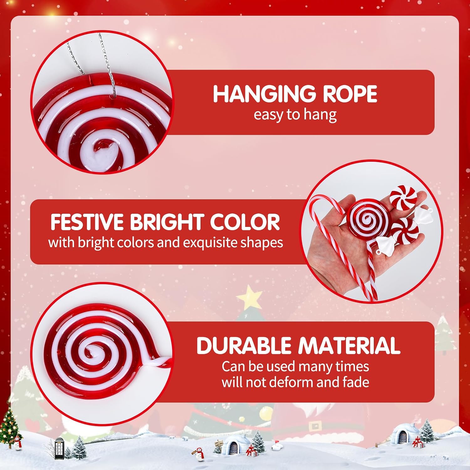 16 piezas de decoraciones de bastón de caramelo de Navidad ...