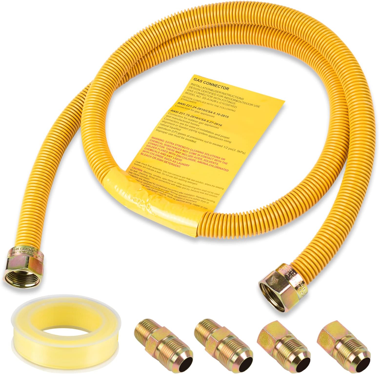 Grehitk Gas Hose Connector Kit for Stove(1/2 72inch) with 33ft 1/2 ...