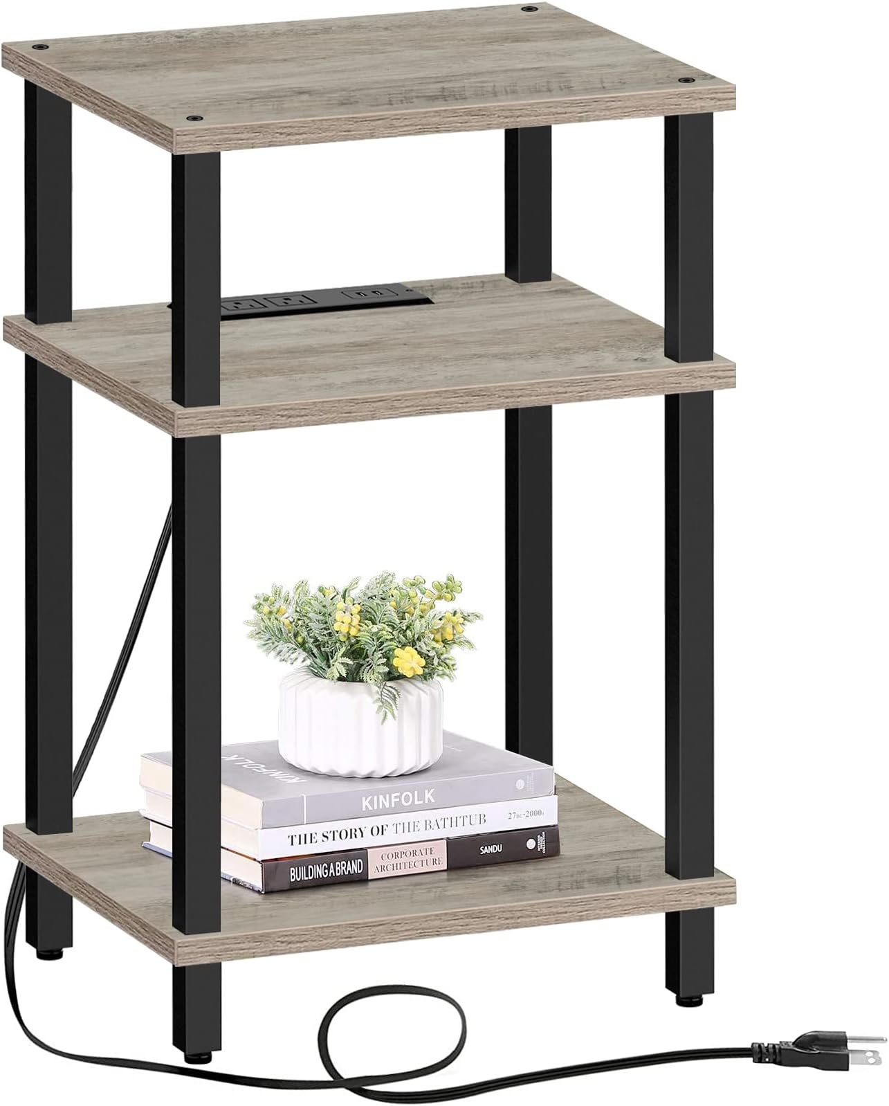 Amazon.com: LDTTCUK Side Table with Charging Station, Sofa End Table ...