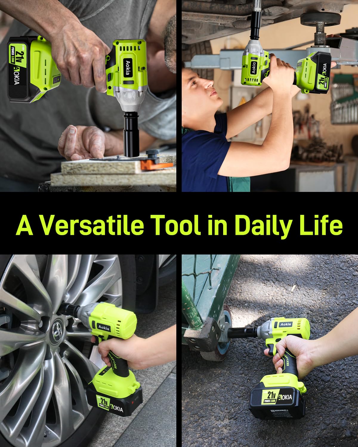 Aokia Power Cordless Impact Wrench - 1/2 inch, 21V Brushless Impact ...