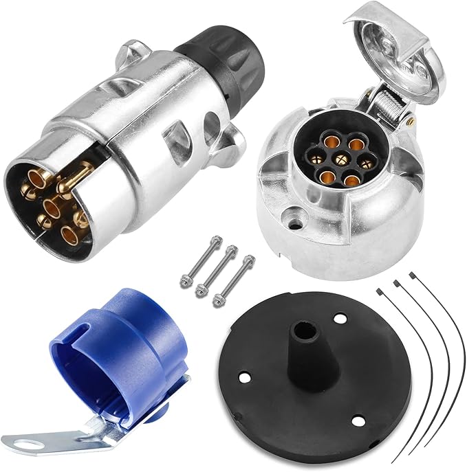 Hawkeye 7 Pin Trailer Plug and 7 Pin Trailer Socket Kit,7 pin Trailer ...