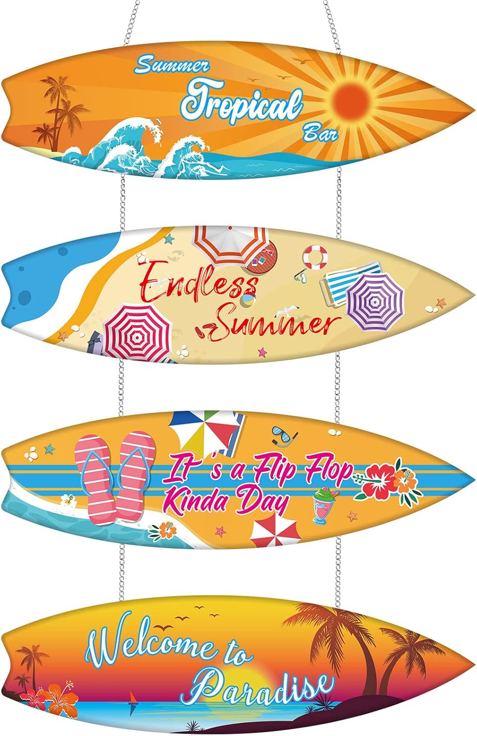 Amazon.com: Hawaii Tropical Beach Sign Decor Summer Hanging Surfboard ...