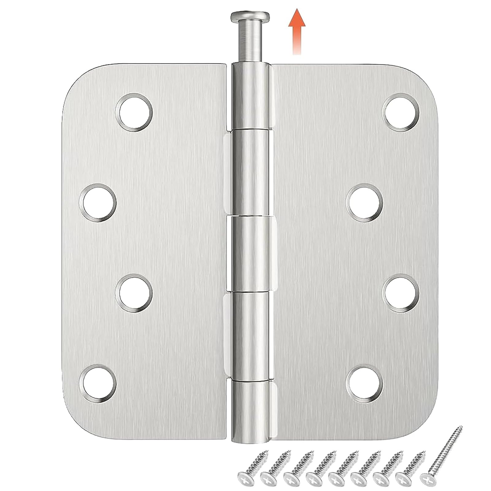 3 Pack Rounded Door Hinges 4 Inch 5/8'' Radius Corner, Satin Nickel ...