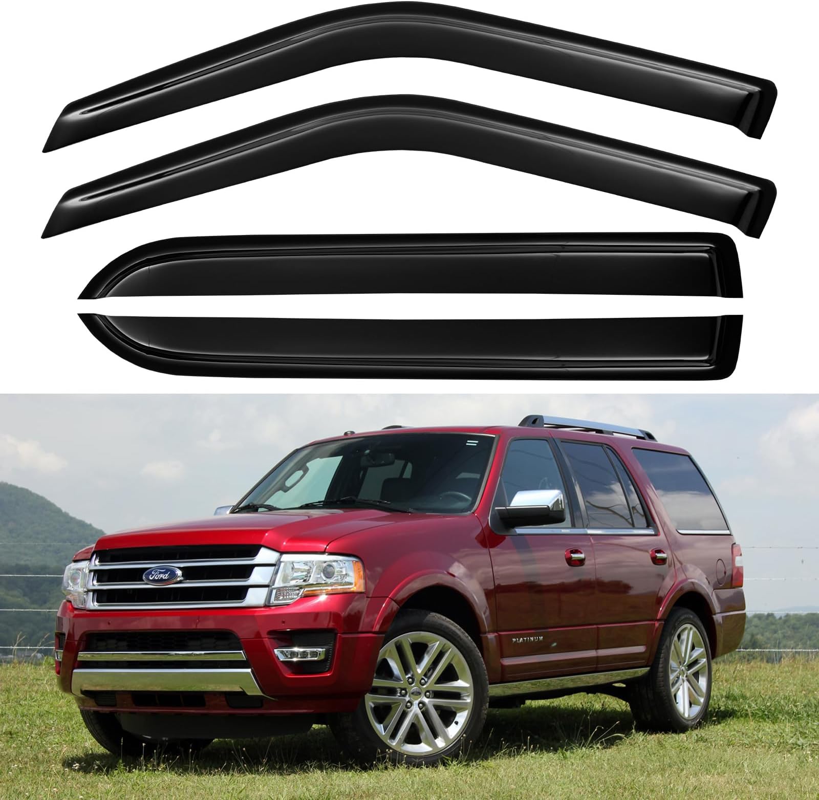Amazon.com: Tape on Car Side Window Visors Vent Window Shade Fit 97-17 ...