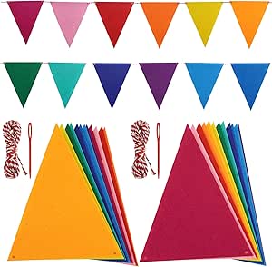 Qililandiy 2 Pack Rainbow Felt Fabric Bunting, 24 Pcs/16.4 Feet Rainbow ...