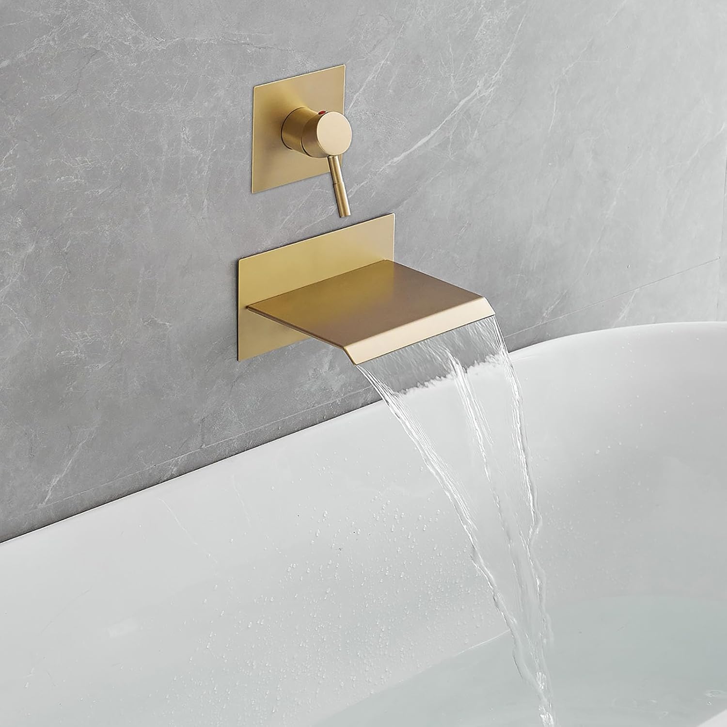 Bathfinesse Tub Faucet Gold Wall Mount Bathtub Filler High Flow Single ...