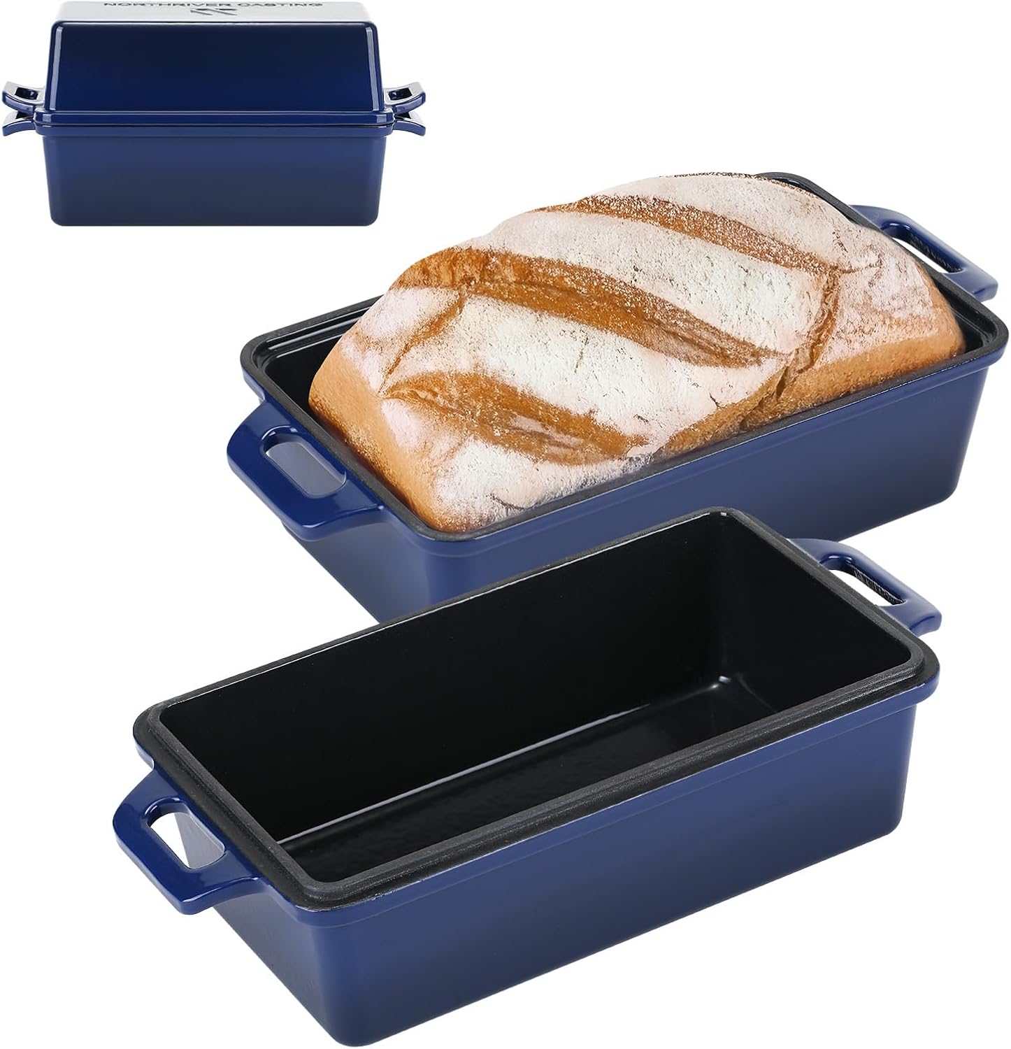 Amazon.com: 2 in 1 Enameled Cast Iron Bread Pan with Lid, Perfect Bread ...