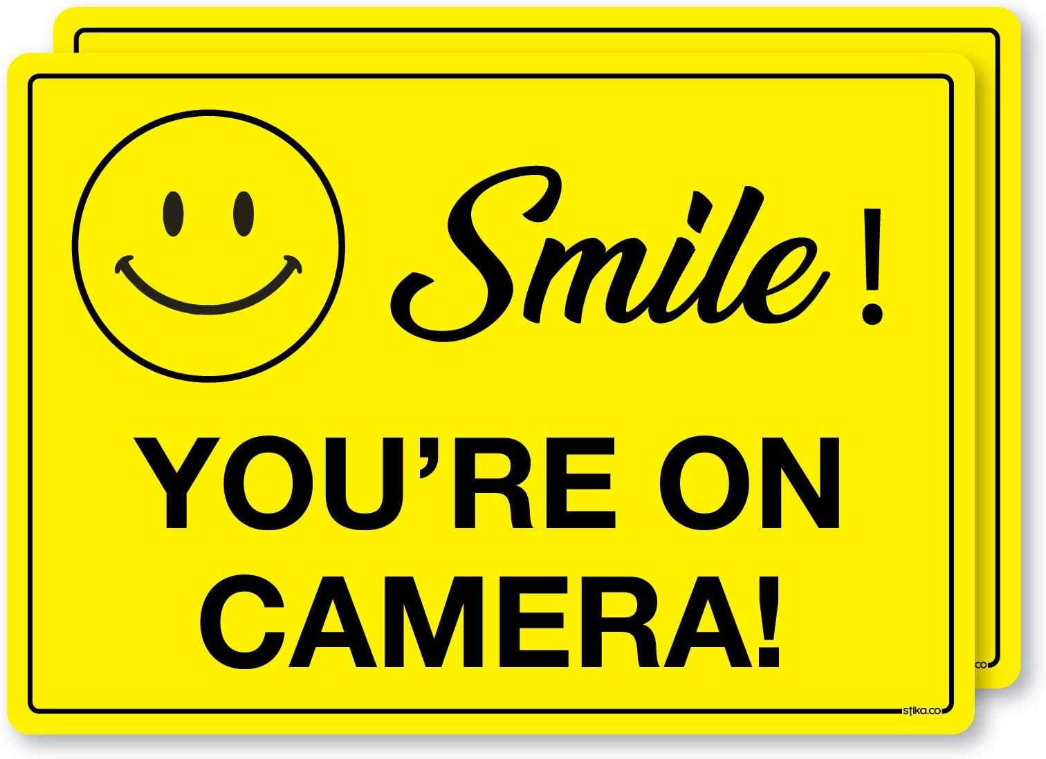 Smile You're on Camera Sign Vinyl Stickers - Pack of 3 Smile Your on ...