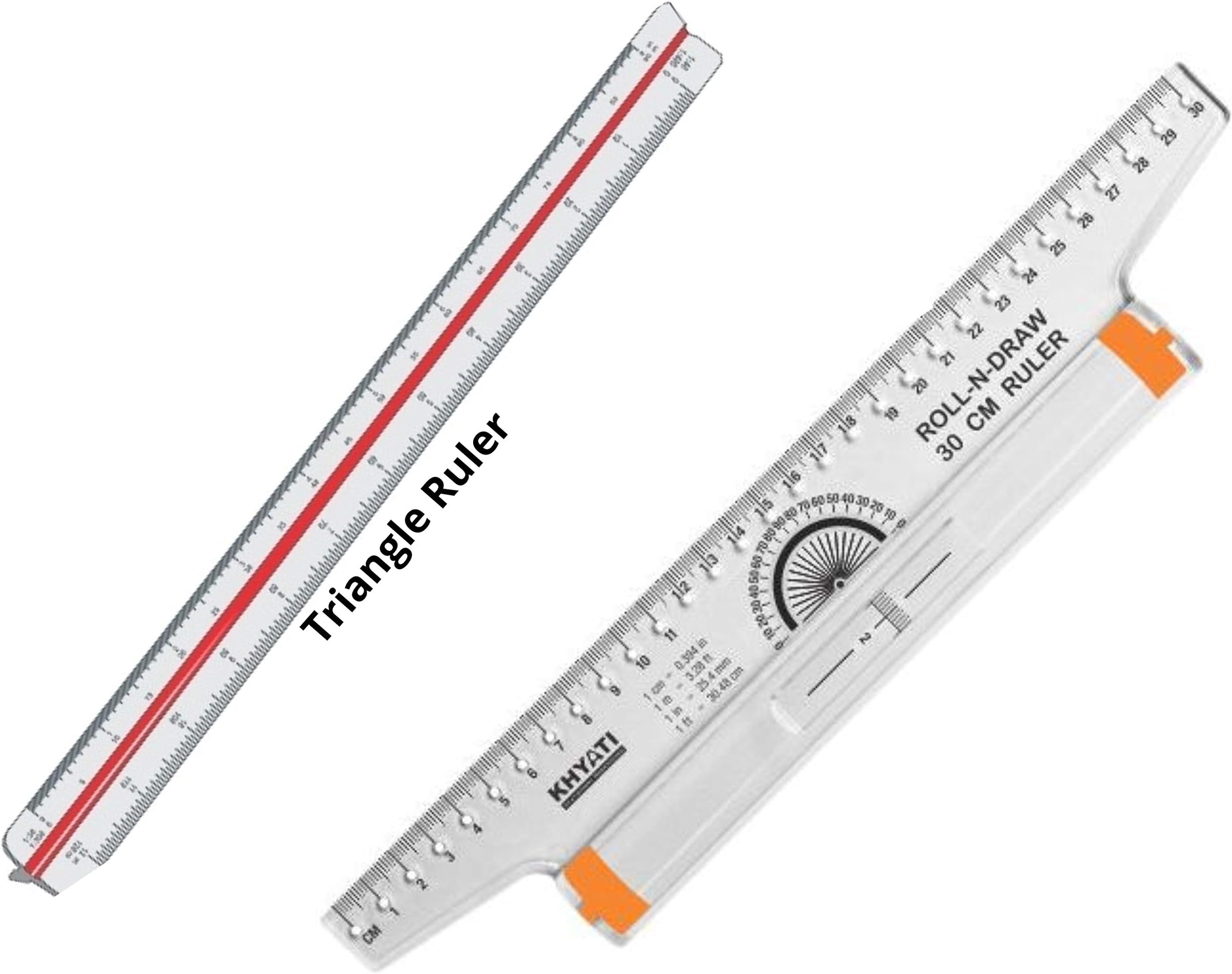 KHYATI Roll N Draw Ruler 30 cm, Set Square 250mm x 300mm (10" x 12 ...