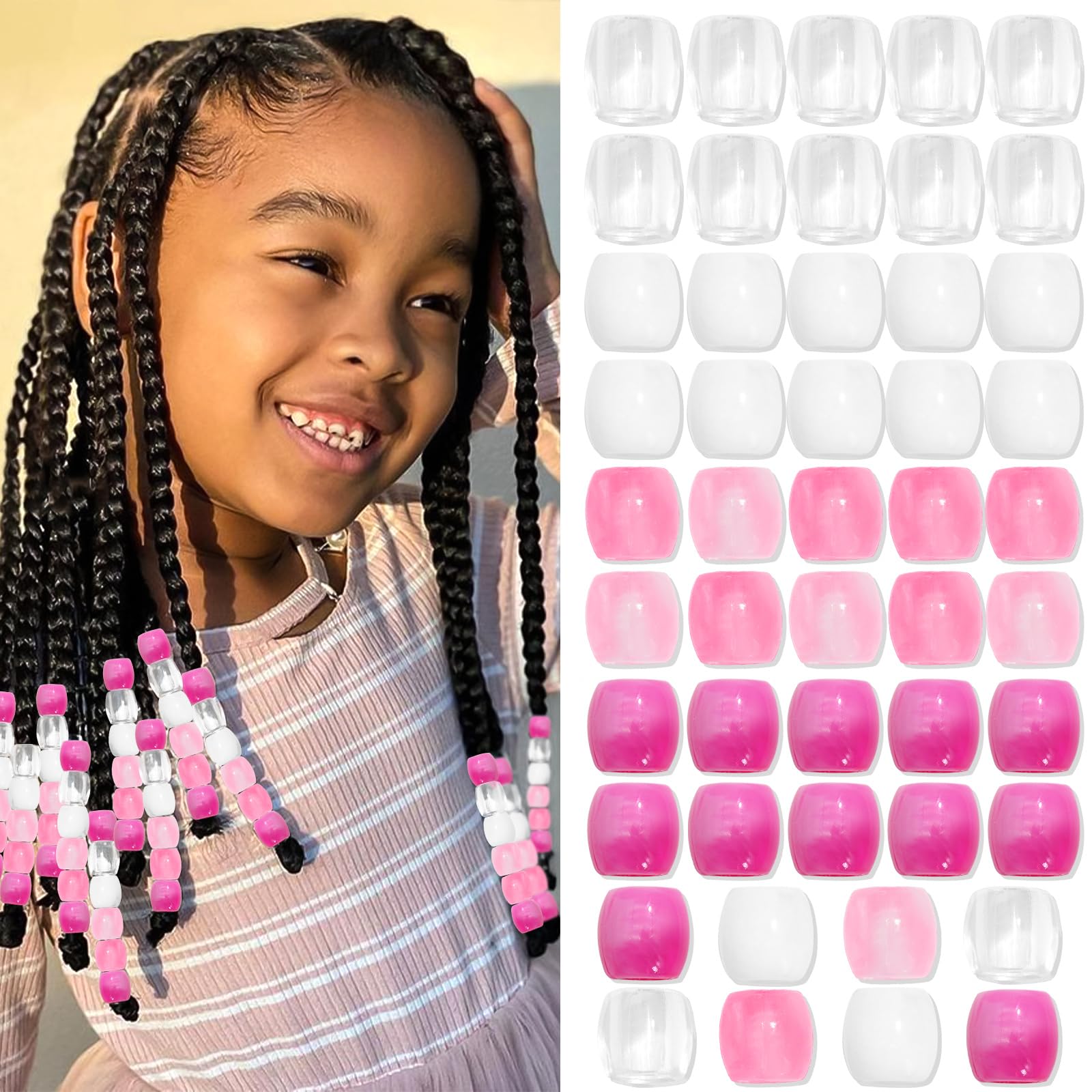 Amazon.com : VENOFEN 48PCS Pink Hair Beads Dreadlock Beads for Hair ...