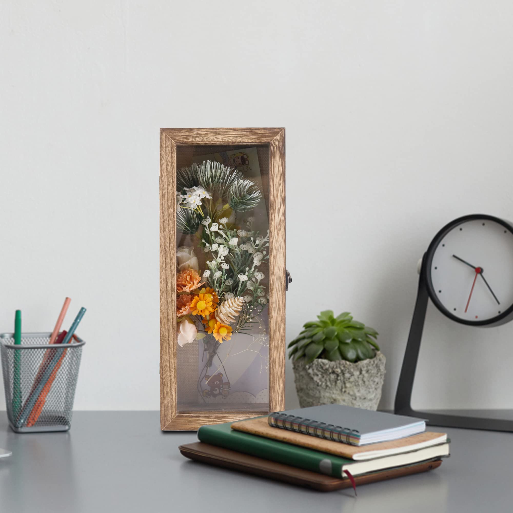Snapklik.com : GraduationMall 5x12.5 Shadow Box Frame Solid Wood Glass ...