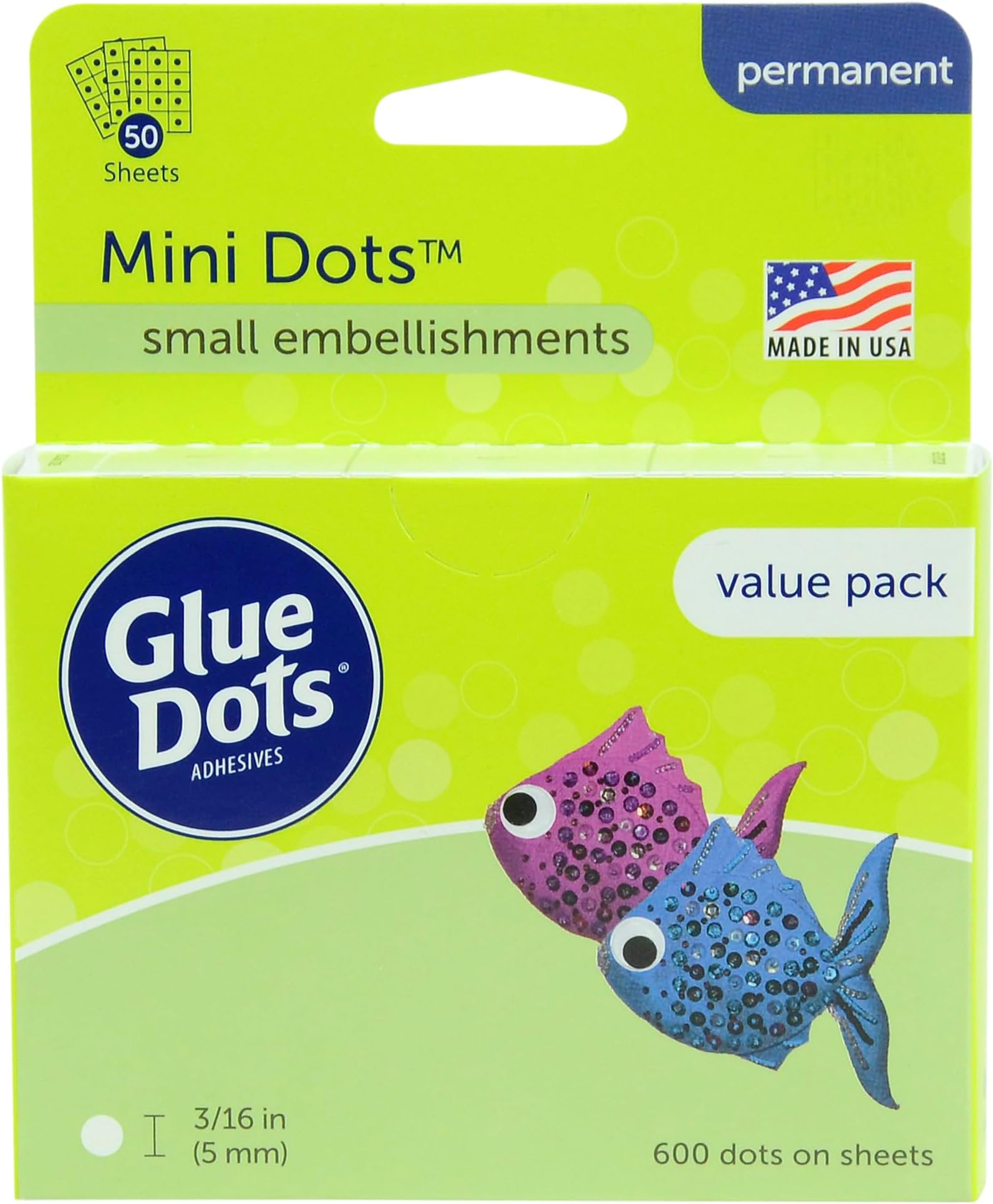 Amazon.com: Glue Dots, Mini Dots Value Pack, Double-Sided, 3/16", 600 ...