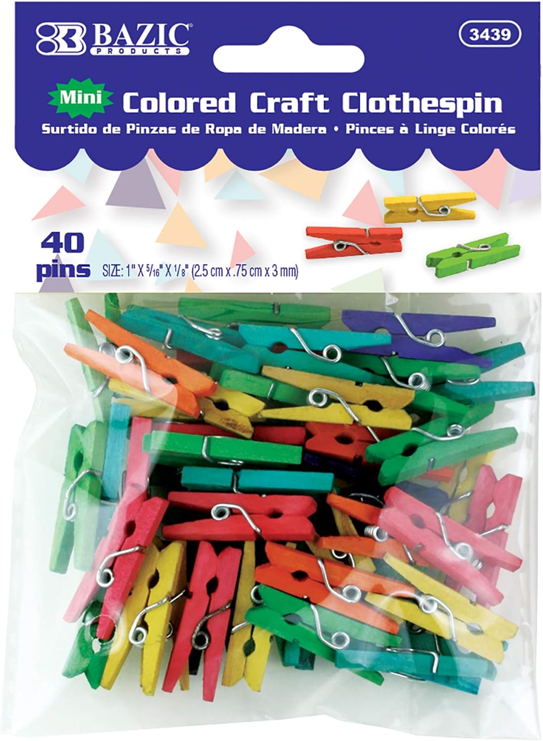 Amazon.com : BAZIC Mini Colored Clothes Pin (50/Pack) : Miniature ...