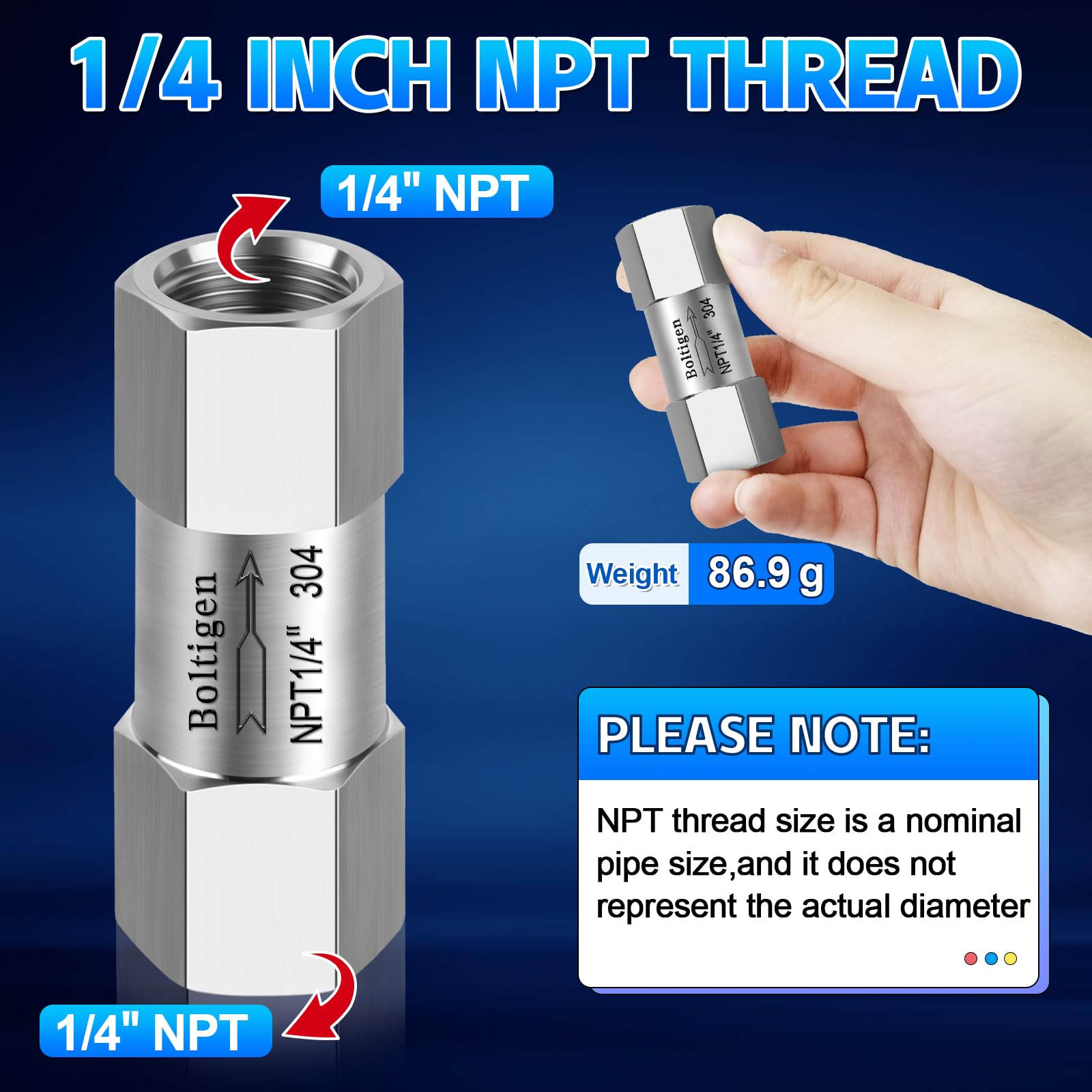 Snapklik.com : 1/4inch NPT Female Spring Check Valve, Stainless Steel ...