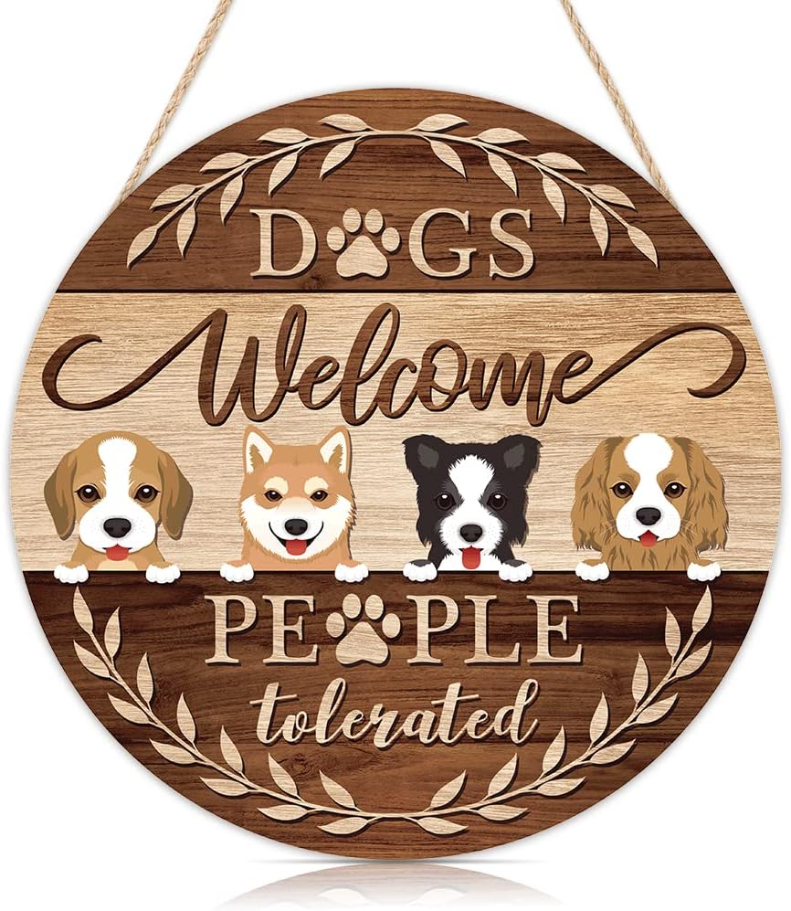 Amazon.com : Dogs Welcome People Tolerated Sign, Dog Welcome Sign for ...
