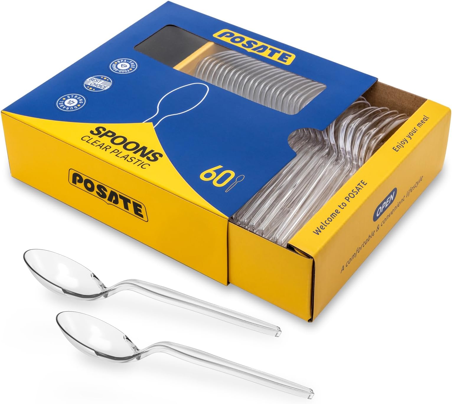 Amazon.com: Extra Heavy Duty Full Size Plastic Spoons 1000 Count (Clear ...