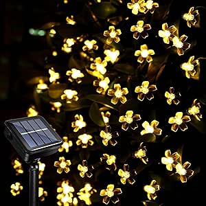 Acxilexy Solar Flower String Lights, 50LED 23Ft Cherry Blossom String ...
