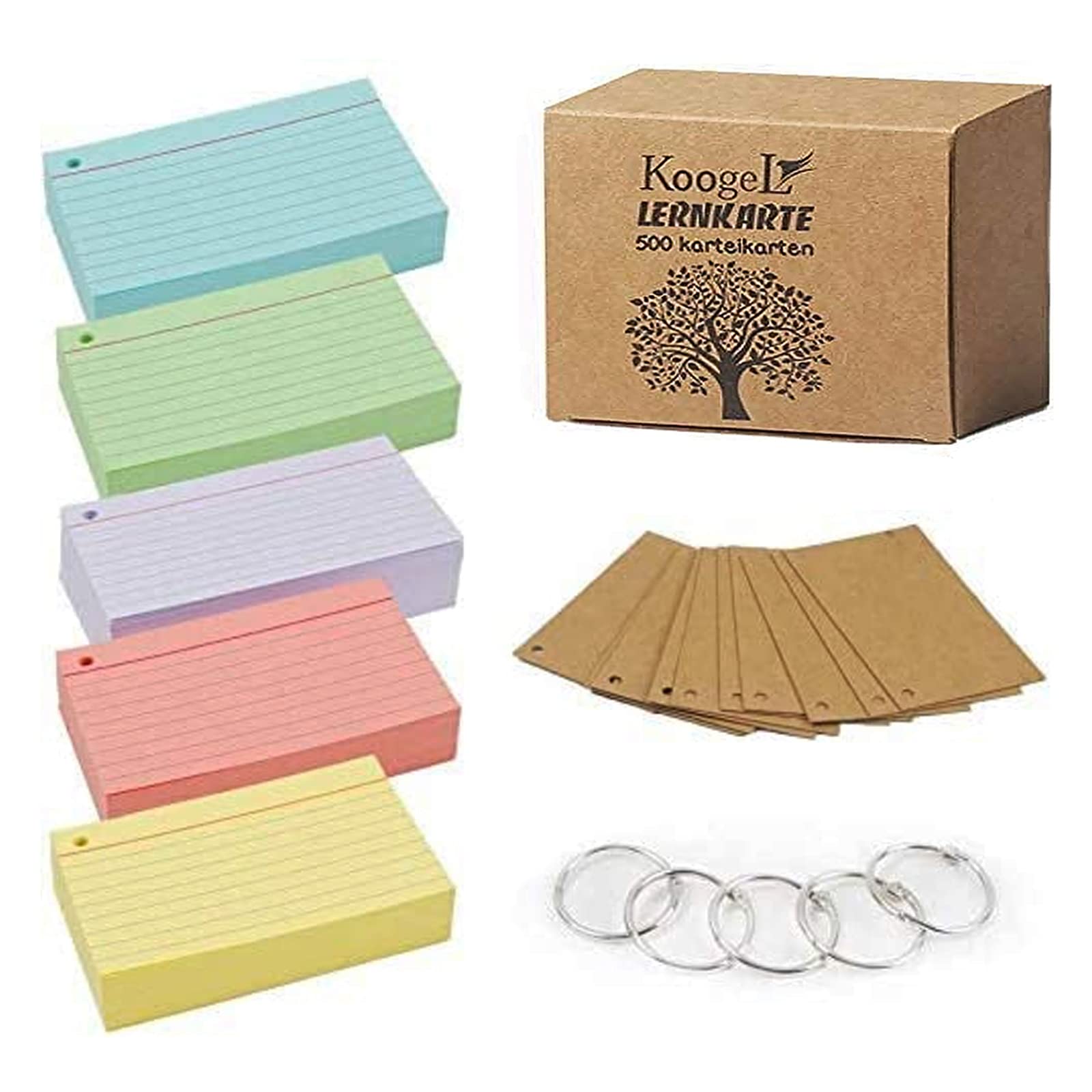 Buy Koogel A8 Small Revision Cards, 500PCS Index Cards Flash Cards ...