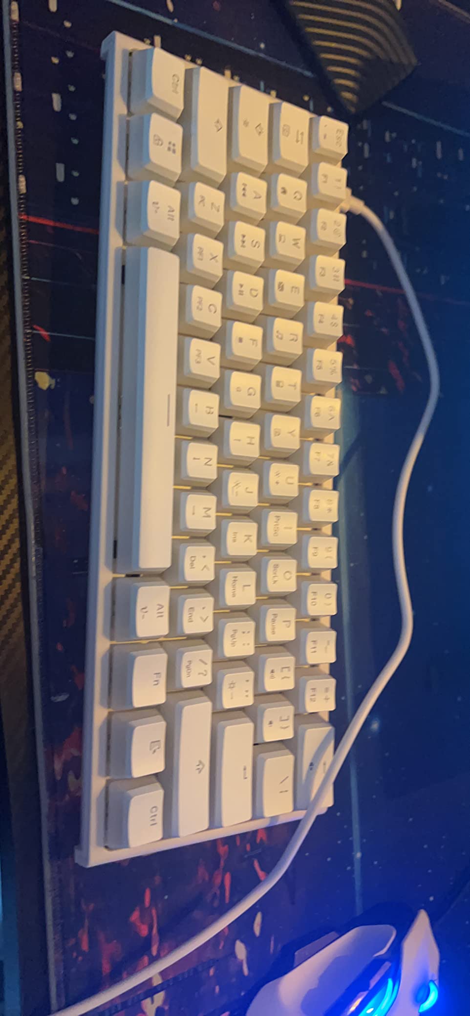 60% Gaming Keyboard, STOGA White Mini Keyboard with Rainbow Blacklit ...