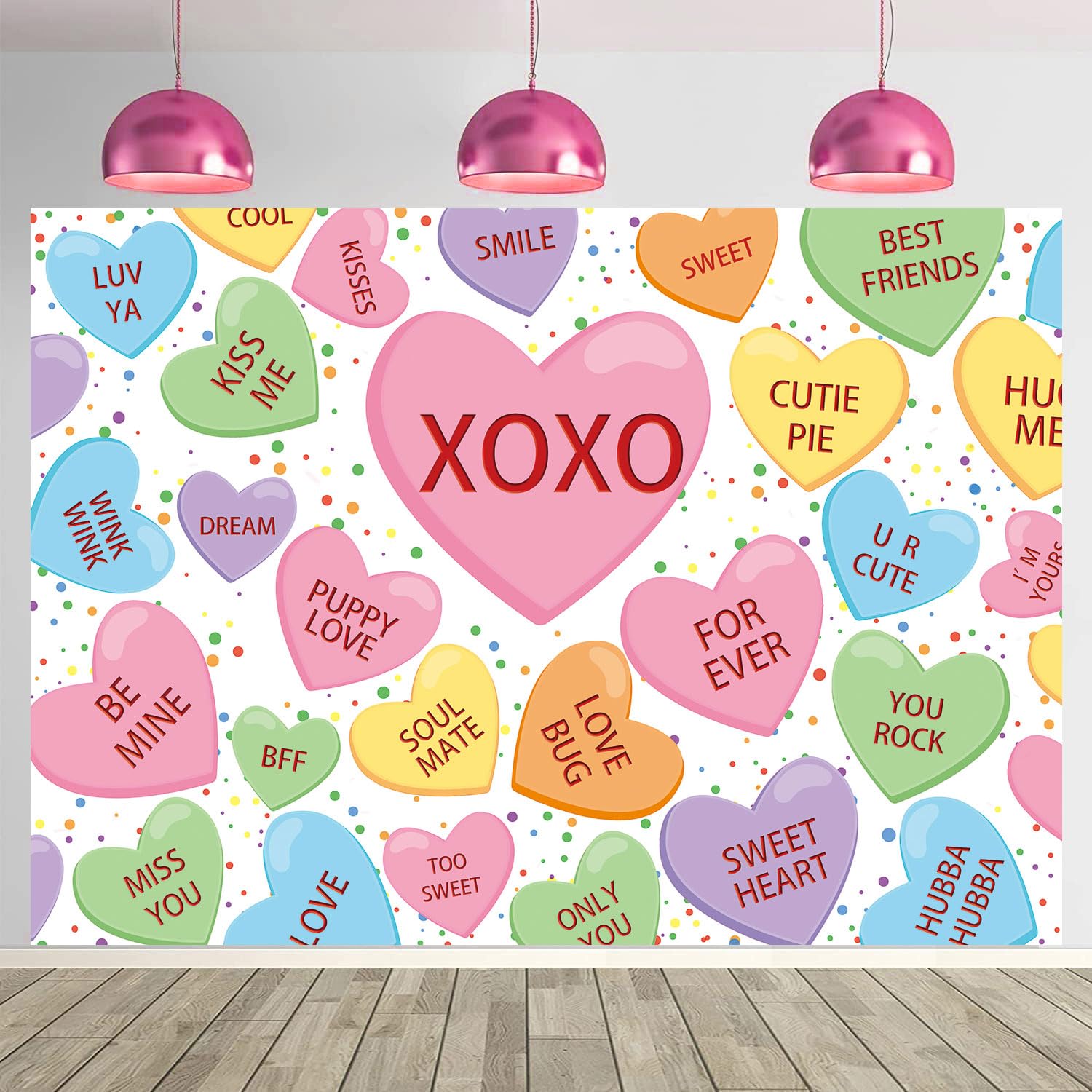 Amazon.com : Valentine's Day Conversation Heart Backdrop 8x6FT ...