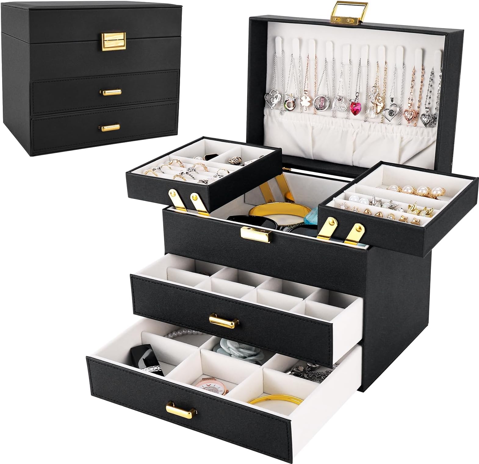 Amazon.com: Dajasan Jewelry Boxes for Women Girls, Jewelry Organizer ...