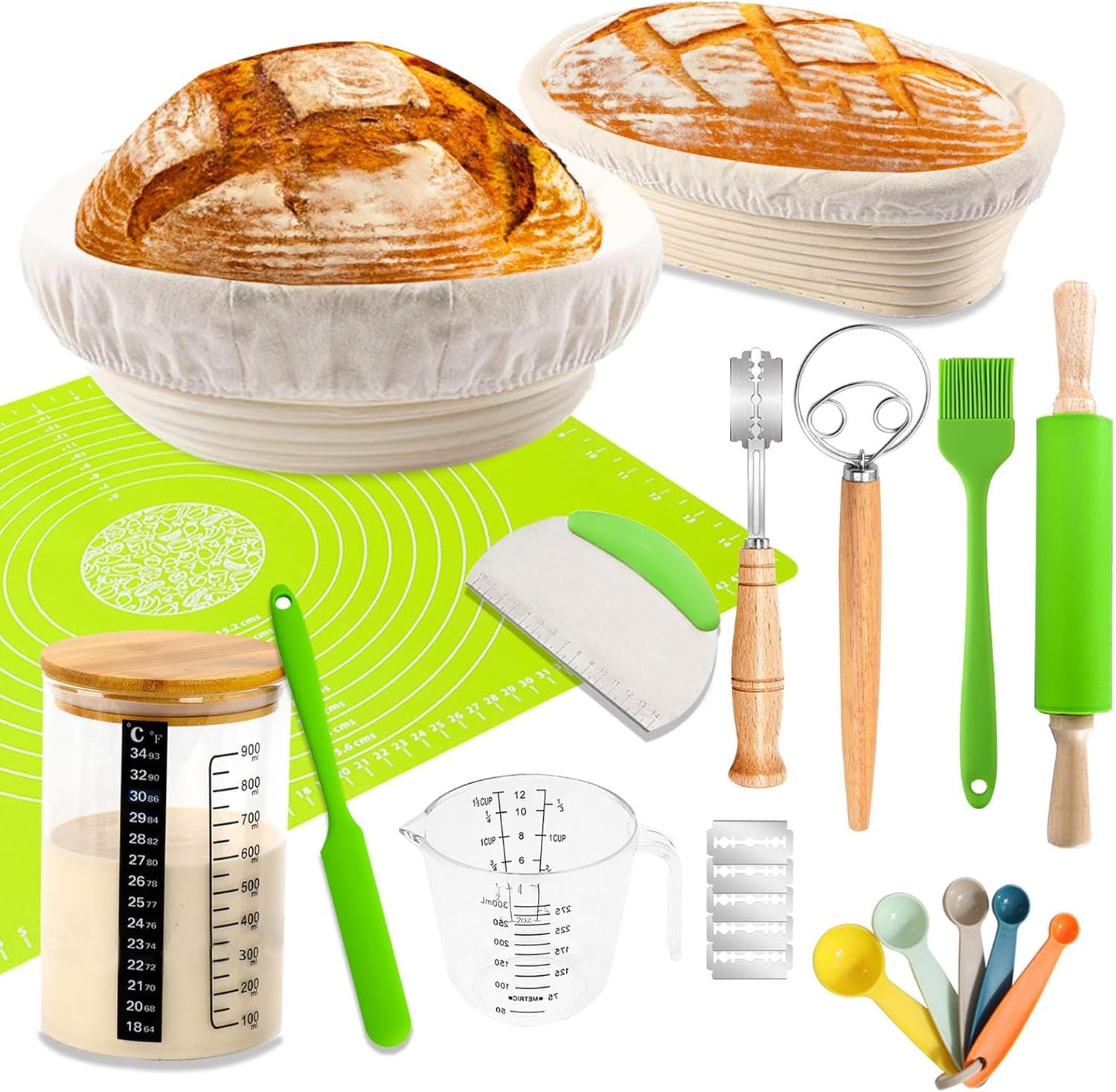 Amazon.com: Sourdough Bread Baking Supplies,13pcs Sourdough Starter Kit ...
