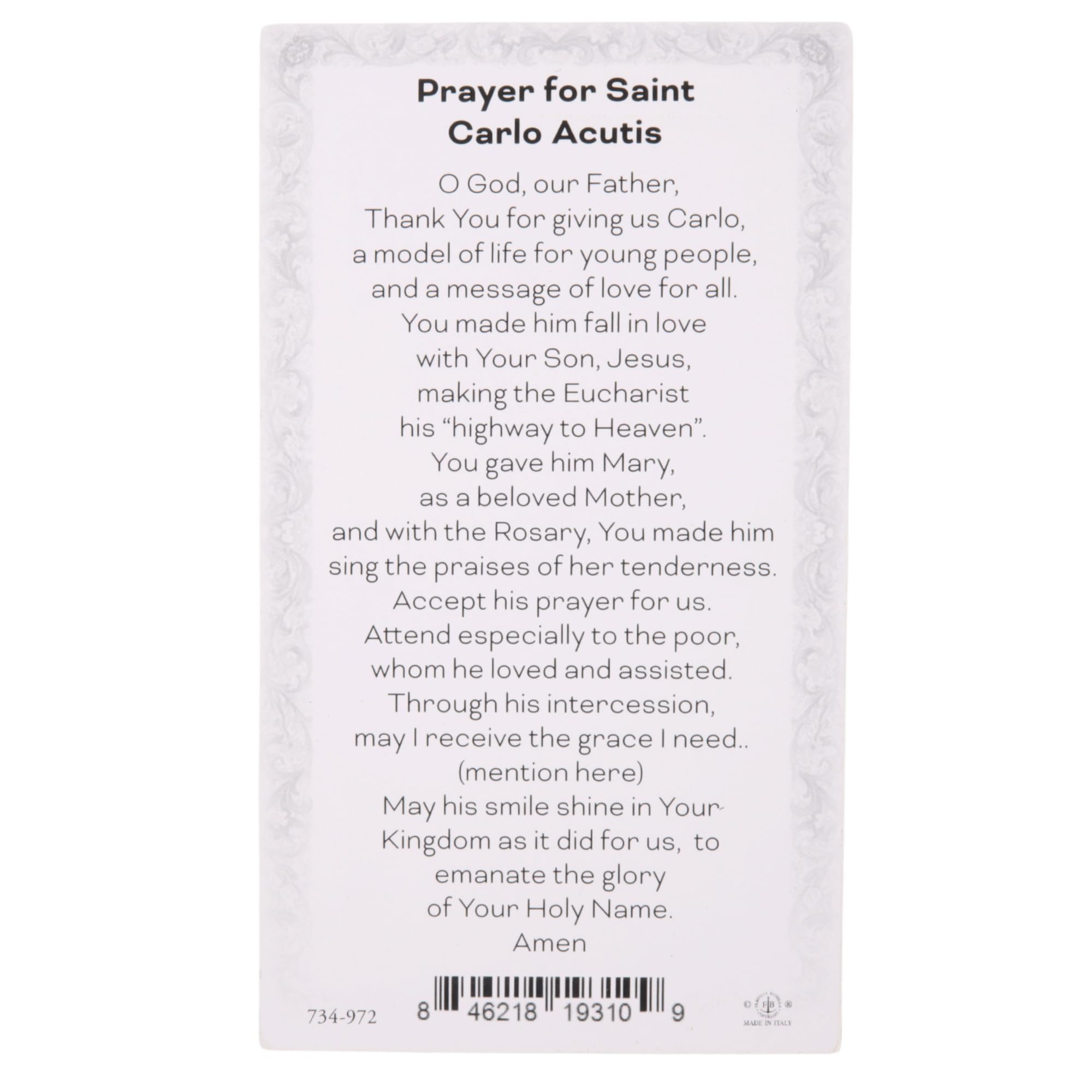 Snapklik.com : Needzo St. Carlo Acutis Prayer Card Set, Gold Tone ...