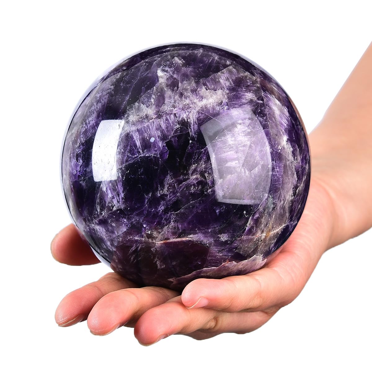 Amazon.com: MOGEMT Large Dream Amethyst Crystal Ball with Stand Healing ...