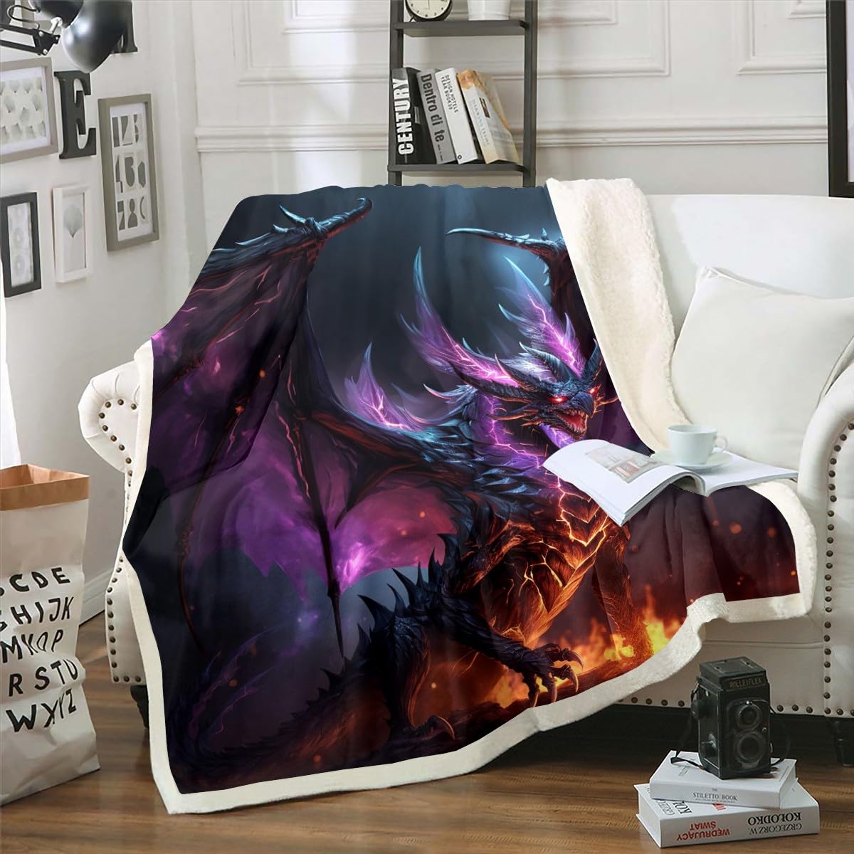 Amazon.com: Black Dragon Throw Blanket for Couch Magic Animal Fleece ...