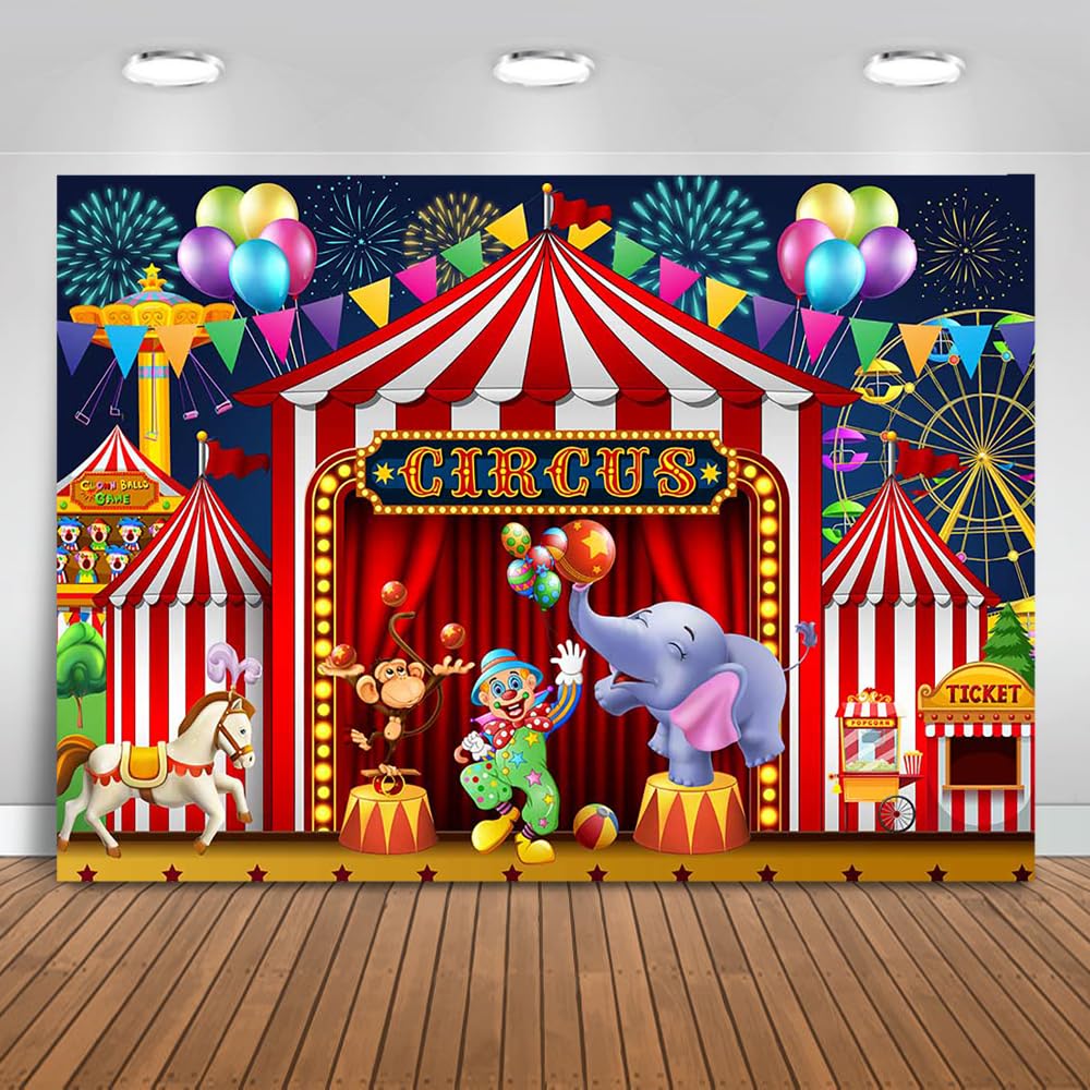 Amazon.com : Mocsicka Red Circus Carnival Backdrop Welcome to The ...