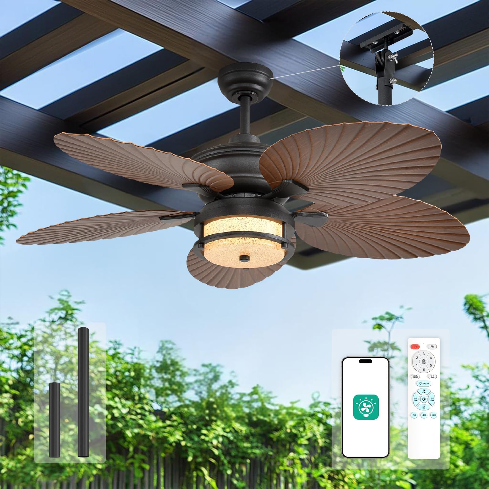 Amazon.com: Whmetal cover Tropical Ceiling Fan Without Light, 52 Inch ...