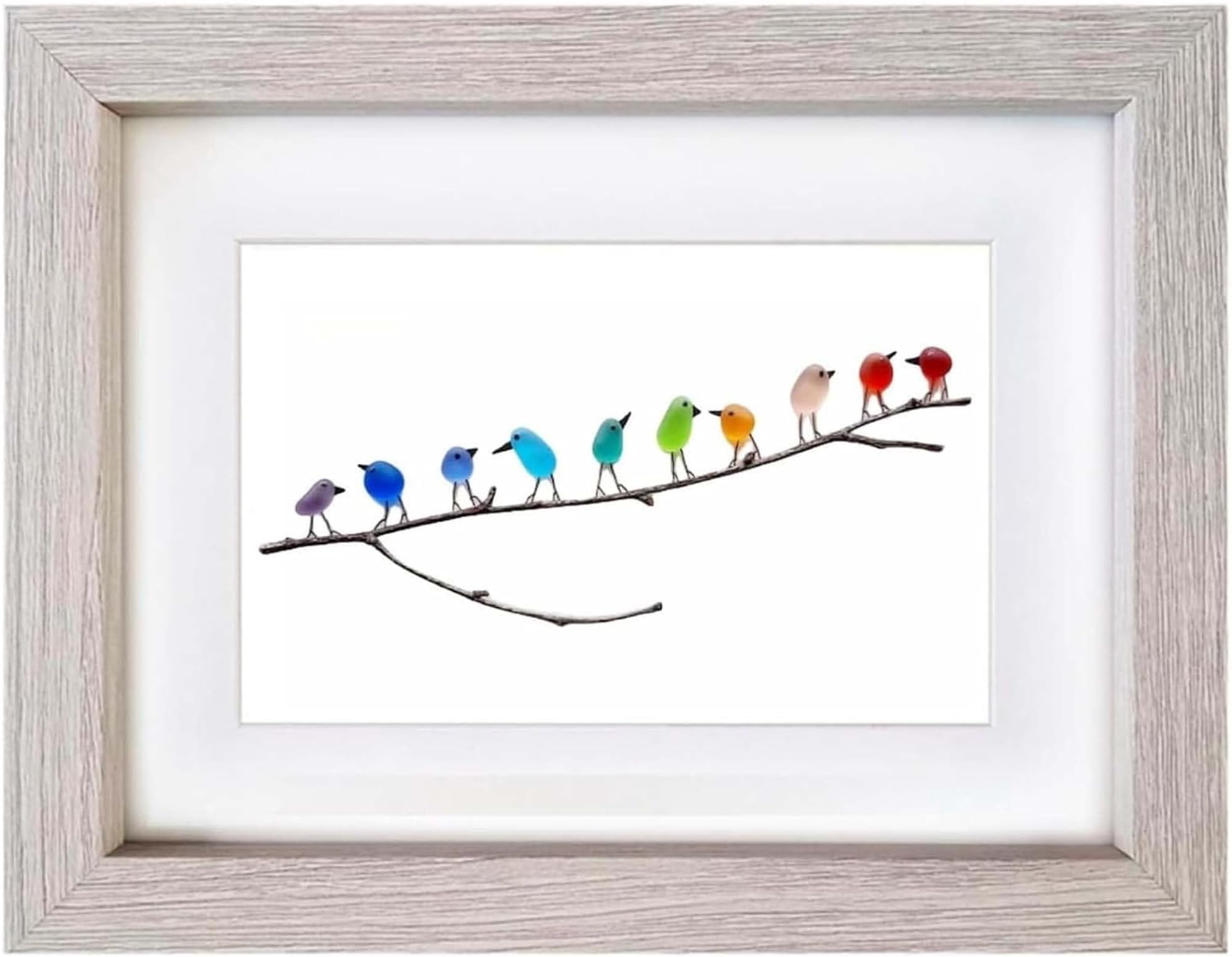 Amazon.com: Sea Glass Rainbow Birds, Sea Glass Art, Rainbow Birds On ...