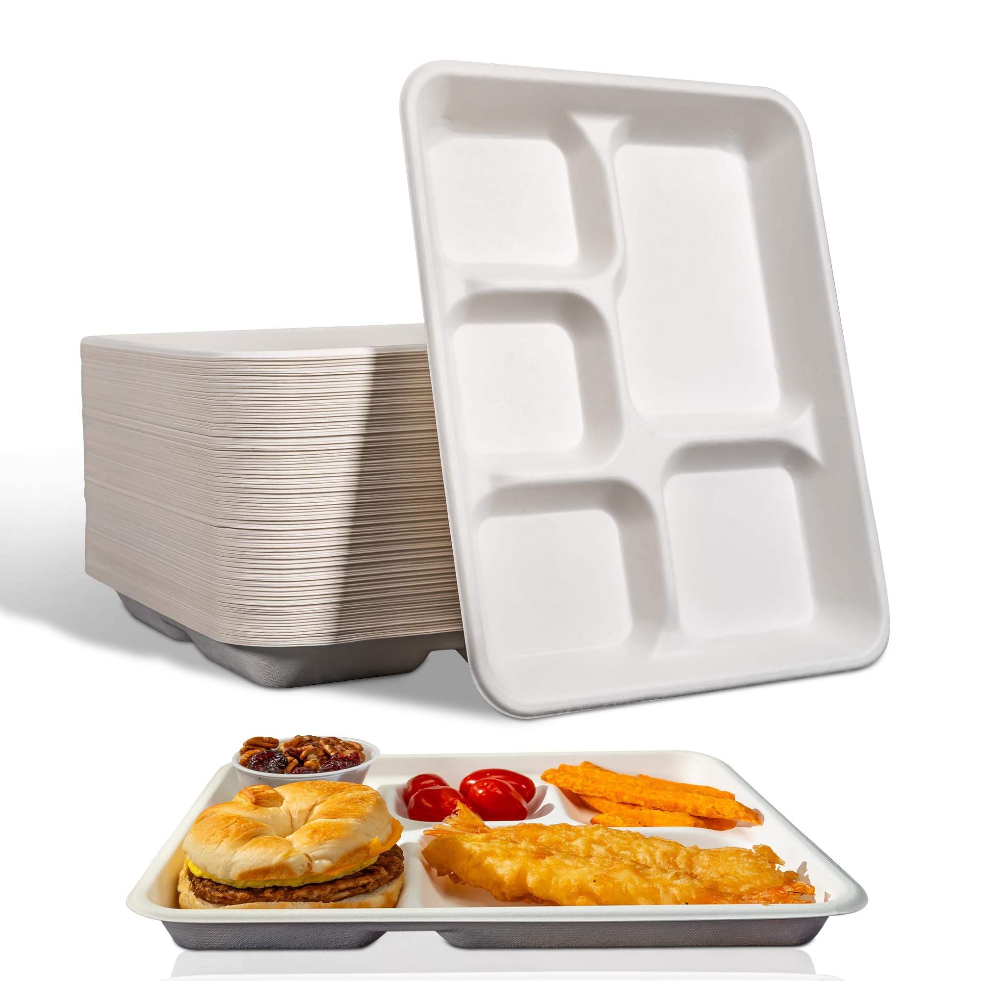Eland 5-Compartment Plates Disposable Heavy Duty [400-Pack] | White ...