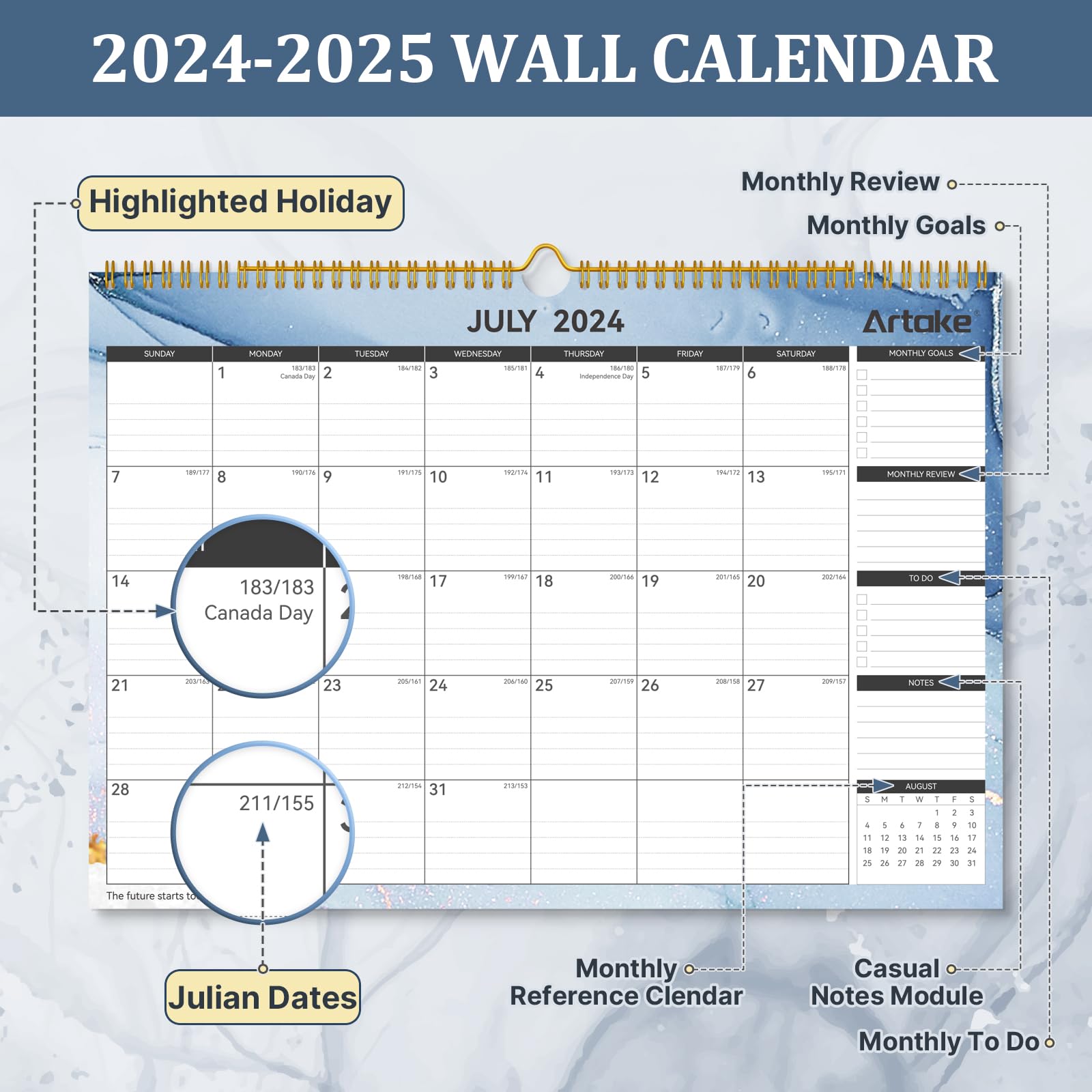 Snapklik.com : Wall Calendar 2024-2025, July 2024- December 2025, 18 ...