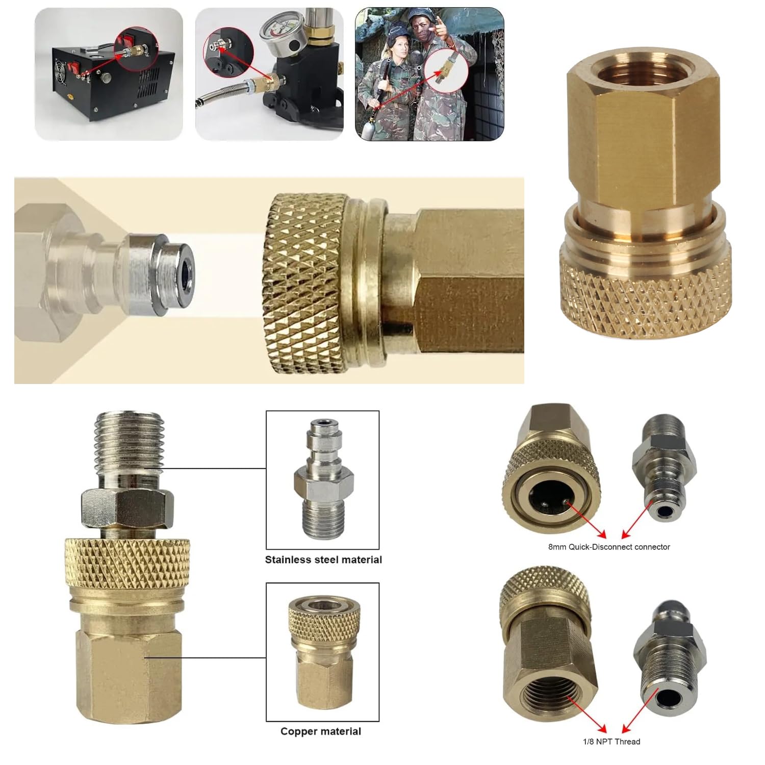Snapklik.com : 8mm Quick Disconnect To 1/8 NPT Adapter Set Quick ...