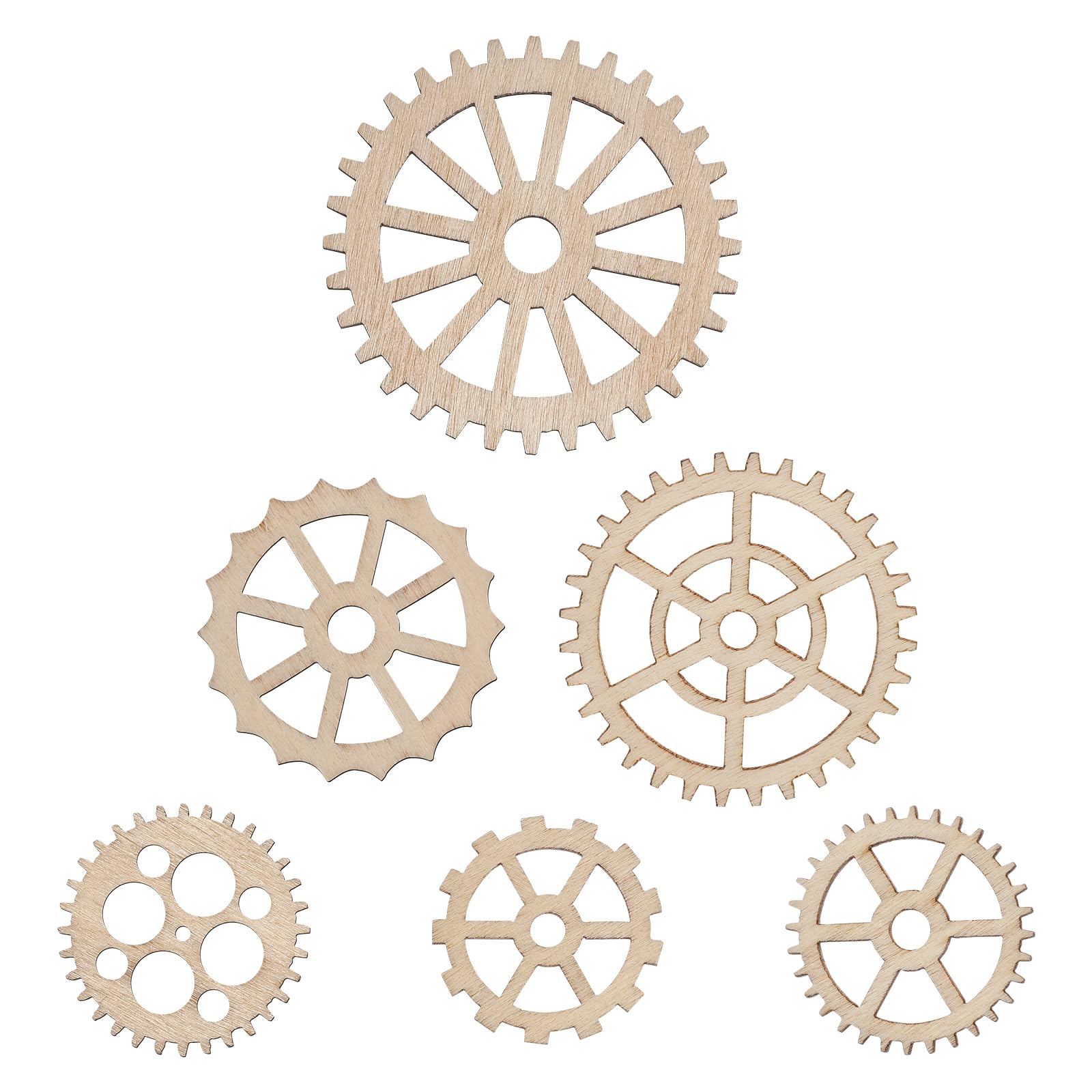 Amazon.com: PRETYZOOM 50Pcs Wooden Gear Decorations Mini DIY Wheels ...