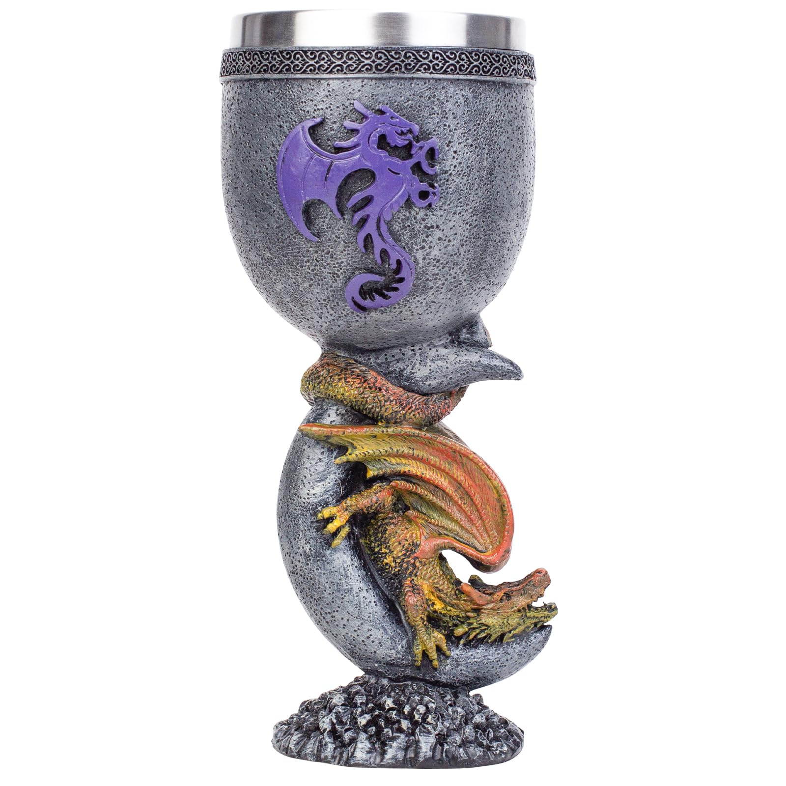 Amazon.com | Medieval lazy Dragon Goblet 7" Resin Cup with Stainless ...